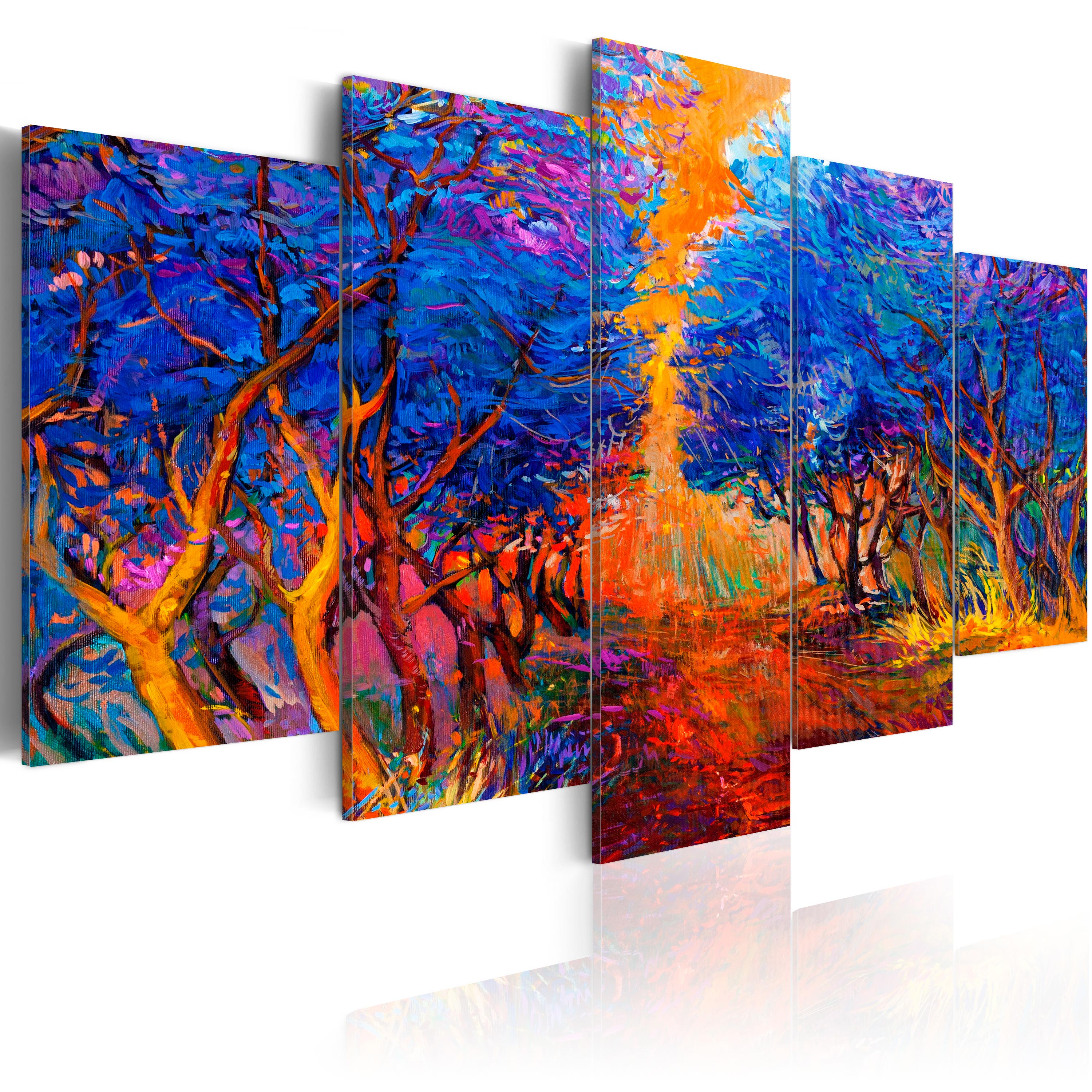 LEINWAND BILDER XXL! KUNSTDRUCK! WANDBILD! WALD BUNT WIE GEMALT b-B-0071-b-m | eBay
