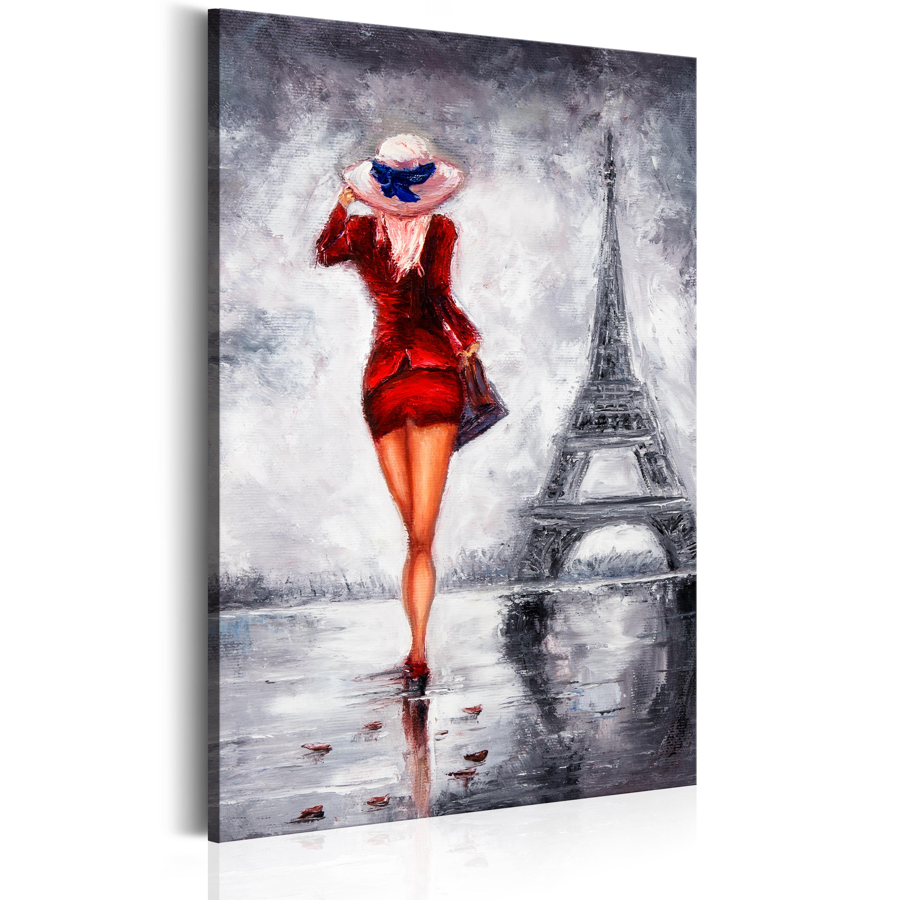 Leinwand Bilder Xxl Kunstdruck Bild Frau Paris Rot Kleid H B 0062