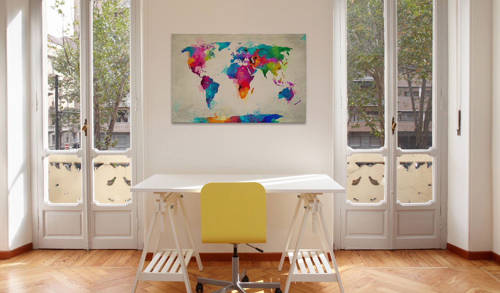 World Map Pinboard Cork Board Canvas Print Wall Art Picture Home k-A ...