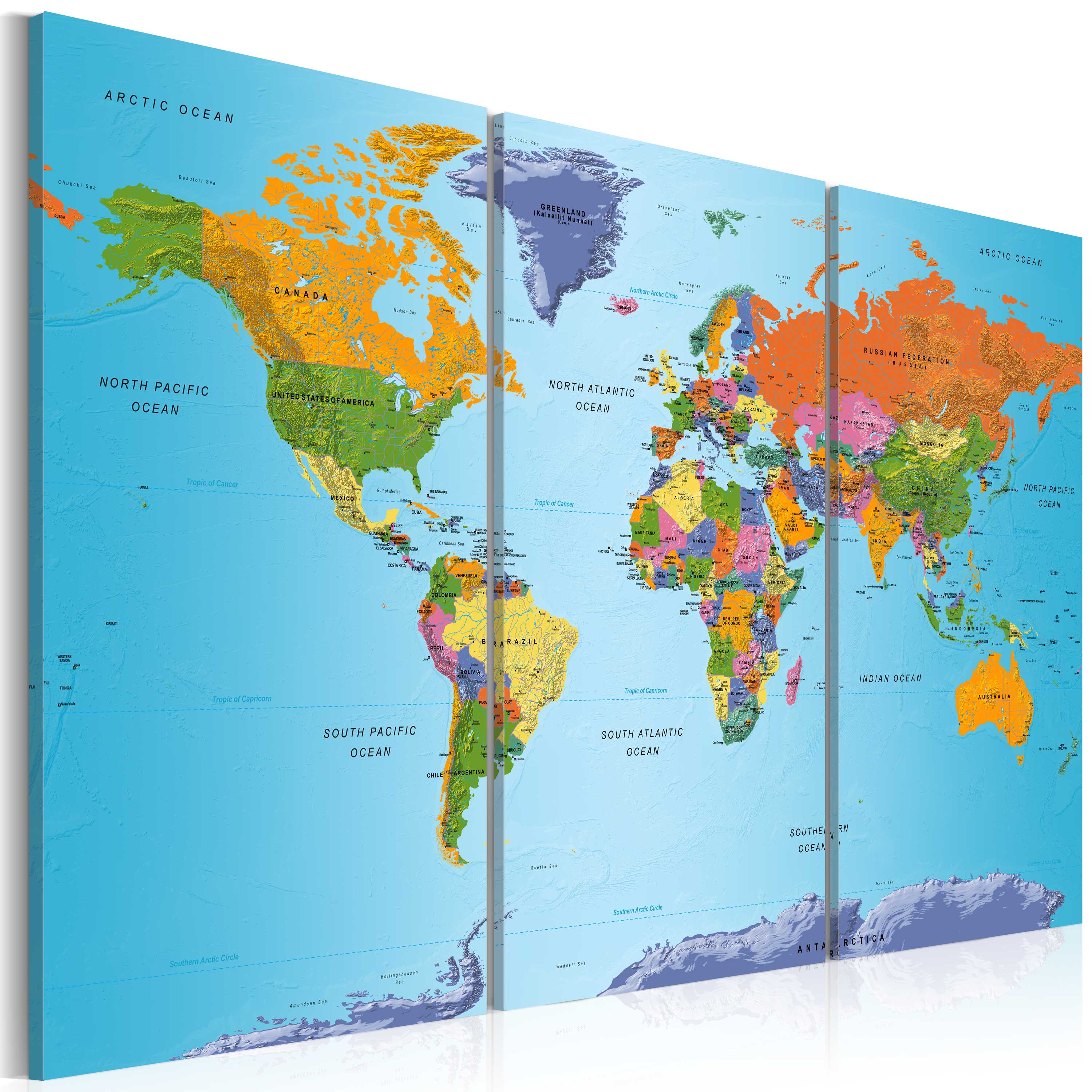 WORLD MAP Canvas Print Framed Wall Art Picture Photo Image k-A-0104-b-f ...