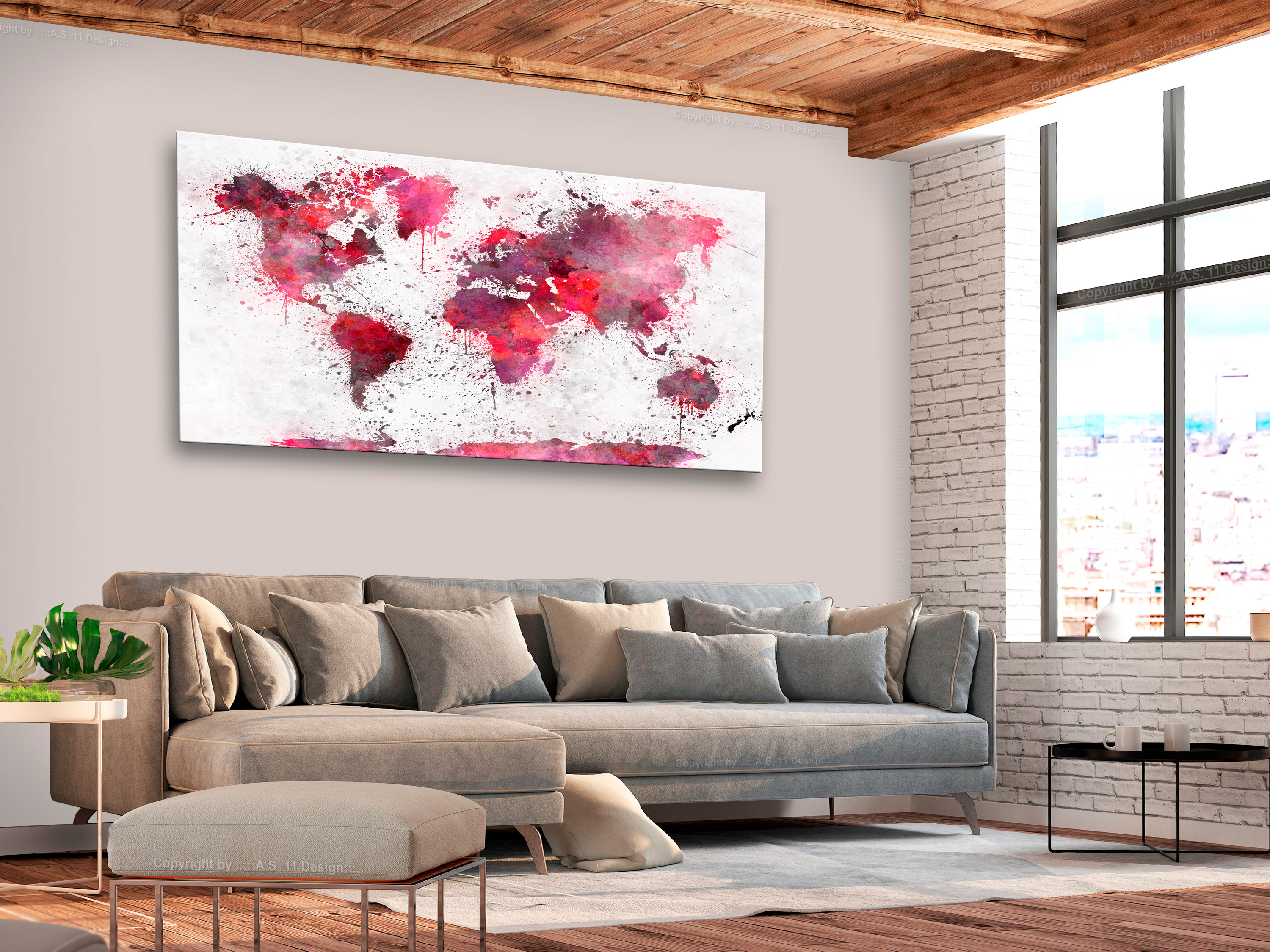 Mega XXXL Big Canvas Wandbild Druckbild Bild Home Weltkarte k-a-0219-ak ...