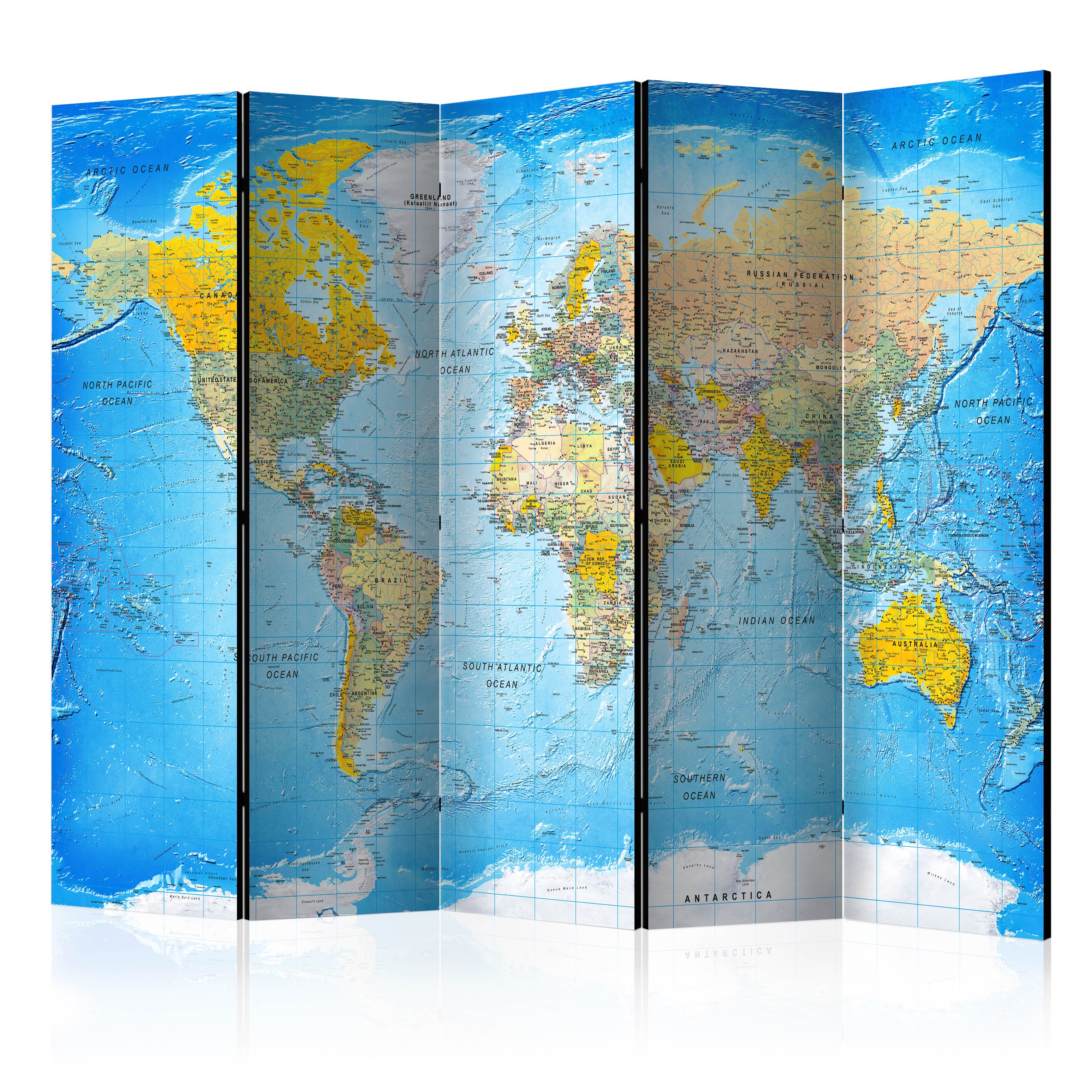 DECORATIVE PHOTO FOLDING SCREEN WALL ROOM DIVIDER WORLD MAP TRAVEL k-A ...